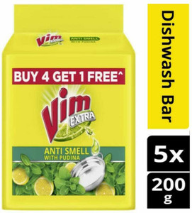 Vim Extra Anti Smell With Pudina ## Pack Of (5×200g) Dishwash Bar Price ...