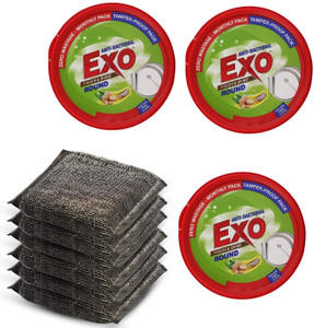 Exo Antibacterial Dishwashing Bar + 5 Steel Scrub Utensils Cleaning ...