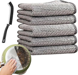 RadhaTex Pack of 6 Multifunctional Reusable Steel Wire Dishwashing ...