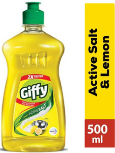 Giffy Lemon & active salt dishwash liquid Gel #^ 500ml ,2x faster tough ...