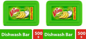 Vim BAR SOAP 500 GRAMS WITH TUB AND EASY SCRUB( PACK OF 2) Dishwash Bar ...