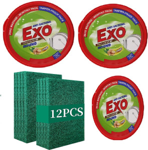 Exo Antibacterial Dishwashing Round Bar, 12 Green Scrub Utensils ...