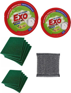 Exo Antibacterial Dishwash Bar (500g + 250g) + 10 Piece Green Scrub + 1 ...