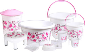 Novesto Bathroom Set of 10, Balti 16L & 5L, Dustbin 7L, Mug 1.5 L & 1L ...