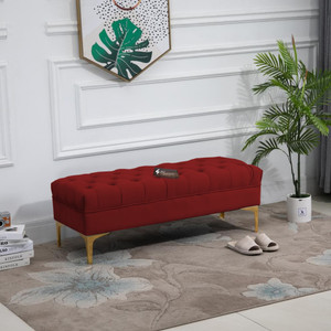 CRUZ INTERNATIONAL Premium Wooden Fabric Ottoman Bench for Seating ...