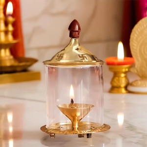 Heaven Decor Golden Akhand deep Diya WIth Cover high quality Brass ...