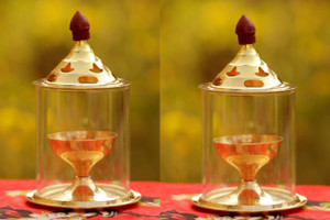 Wacky Brass and Glass akhand deep Diya Diya Oil Lamp for Home Temple 4. ...