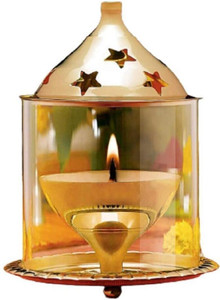 BRASSOMG akhand diya with glass cover akhand jyot, akhand deepak Brass ...