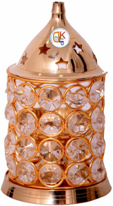 KDT Brass Metal Crystal Akhand Oval Oil Lamp Holder Deep Jyot Diya ...