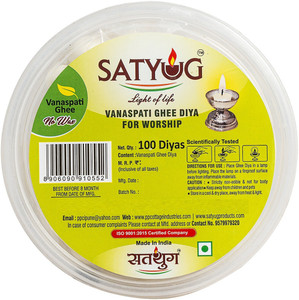 SATYUG Pure Vanaspati Ghee Diya , Cotton Wick for Daily Puja, Festivals ...