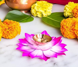 Sanskriti Decor Lotus Deepak for Pooja Diya for Aarti Home Mandir ...