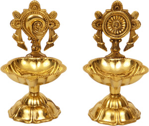 Spillbox Diya for Puja Lamp for Home Temple Puja-Shanku Chakra Star ...