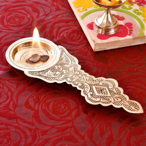 ONLYBOTTOM Brass Arti Diya with Handle | Dhoop Dani Brass Brass Table ...