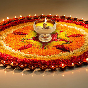T-KA108 Decor Brass Tomato Nanda Small Size Diya for Puja, Heavy Base ...