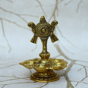 Chhariya Crafts Chakra 5 Face Diya For Home And Office Aluminium Table ...