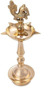 Alodie Peacock Brass Diya for Puja Deepam Kundulu Puja - Brass Lamps ...