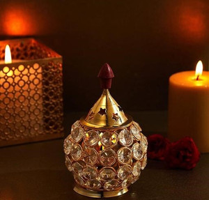 sanskaari Crystal diya, akhand jyoti diya, brass diya for pooja Brass ...