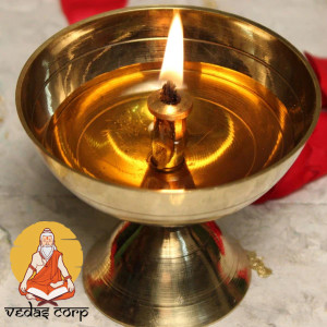 Vedas Corp Pure Brass Pyali Akhand Diya/ Oil Lamp/ Puja Deepam For ...