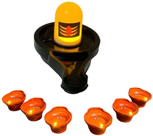 KAVIN HUB Water Sensor Shivlinga with 6 Diya Plastic (Pack of 7) Table ...