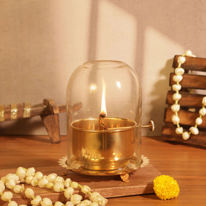 ALTINORA 6 inch 100% Pure Brass Akhand Diya ,Diya for Pooja, Oil ...
