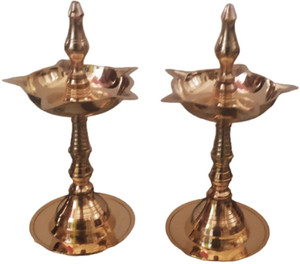 SujArta Nanda Deepa / Diya / Deepam Set, Premium Brass made SMALL 7 ...