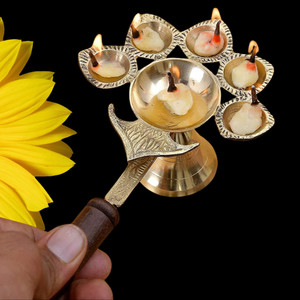 sanskaari Panch Deepak Aarti Oil Lamp for Pooja Mandir | Panchmukhi ...
