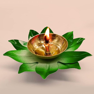 Sid pari saller Lotus coloured brass diya , akhand jot diya Brass Table ...