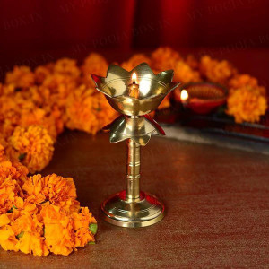 Ayyappantraders Traditional Brass Lotus Nandha Vilakku/Lotus Nandha ...
