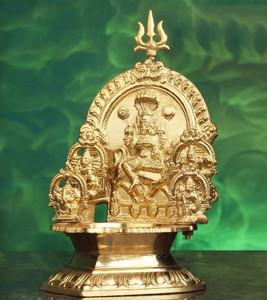 GODS CHOICE Brass Angalamman Vilaku With Thirisoolam For Pooja Size : 9 ...
