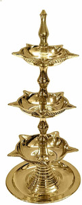 Satvik 1 Pc Brass 3 Step Standing Kerala Samai Traditional Diwali Diya ...