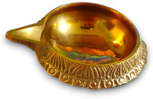 robin collection 4inch Rounded Diya - 100%Pure Brass Brass Table Diya ...