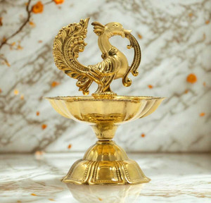 Mtr handicrafts Diyas For Home and Office Peacock Brass Diya Kuthu ...