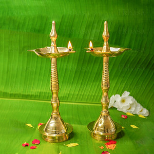 Ekhasa 100% Pure Brass Kerala Vilakku Set | South Indian Diya for Pooja ...