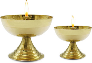 Vintageware Oil Lamp for Mandir, Temple & Aarti, Akhand Narayan Brass ...