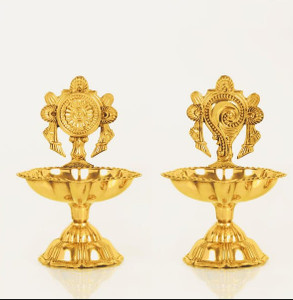 DANIYAL HANDICRAFTS 100% Pure Brass 3.5 inch Shanku and chakr namam ...