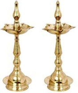 Copperika Pure Brass Kerala Samai Long Diya 15inc Oil Lamps for ...