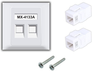 MX 2 Port Face Plate with Shutter /UTP CAT-6A Inline Coupler (4133A ...