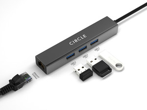 CIRCLE GAMING Rootz USB-C to 3 Port USB 3.2 with RJ45 Gigabit Network ...
