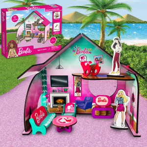 BARBIE Mini Doll House for Girls and Boys DIY Paint Wooden Dollhouse ...