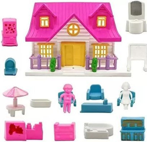 saifiji toyzone Toy Boy Zone Doll House Set Birthday Gift Pink House ...