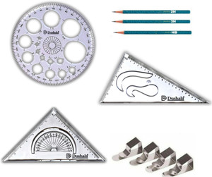 DUSHALA Pro circle, Set square, Metal clips, 3 pencils for Engineering ...
