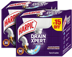 Harpic | Drain Xpert | Drain Cleaner Powder (50g x 8) | Effective Sink ...