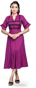 Mom&bae Women Fit and Flare Purple Dress - Buy Mom&bae Women Fit and ...