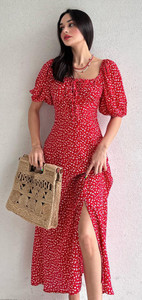 Mitaha Women A-line Red, White Dress - Buy Mitaha Women A-line Red ...