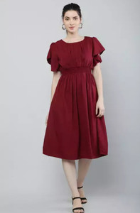 Raj Garments Women Cinched Waist White Dress - Buy Raj Garments Women ...