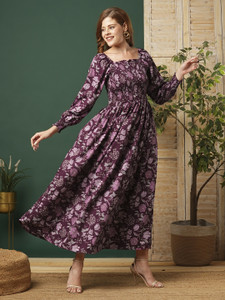 Deklook Women Fit and Flare Purple Maxi/Full Length Dress - Buy Deklook ...