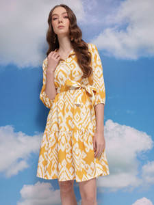 CORSICA Women A-line Yellow Above Knee/Mid Thigh Length Dress - Buy ...
