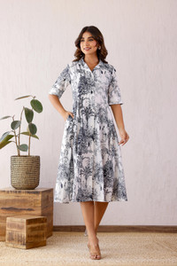 Label Flavia Women A-line Multicolor Below Knee Dress - Buy Label ...