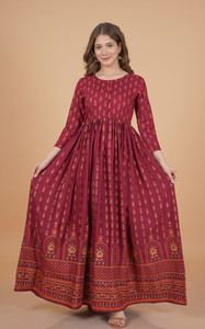 Dk Fab Women Gown Maroon Maxi/Full Length Dress - Buy Dk Fab Women Gown ...
