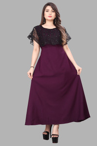 Maruti Nandan Impex Women A-line Purple Dress - Buy Maruti Nandan Impex ...